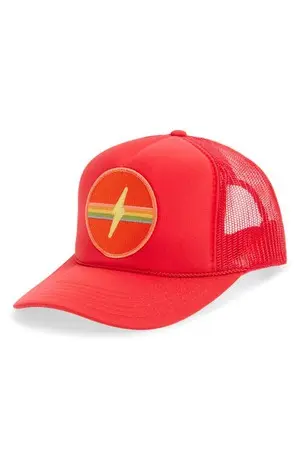 FRIDAY FEELIN’ Electric Rainbow Trucker Hat - Red