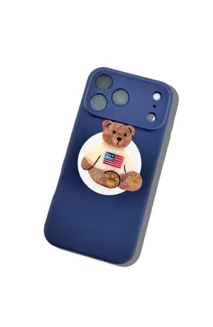 SOLAR ECLIPSE Hand Painted American Teddy Bear Phone Grip