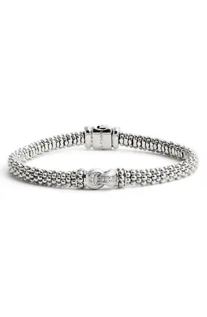 Lagos Diamond & Caviar Rope Bracelet - Silver