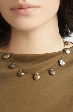 ISSHI Desnuda Freshwater Pearl Station Necklace - Space
