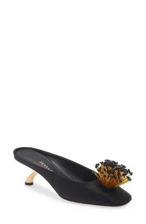 FERRAGAMO Safi Beaded Kitten Heel Mule