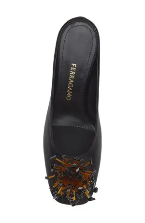 FERRAGAMO Safi Beaded Kitten Heel Mule