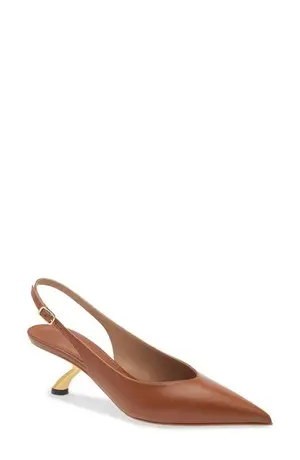 FERRAGAMO Cleya Slingback Kitten Heel Pointed Toe Pump - Brown