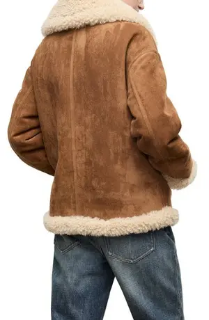 Mango Faux Suede & Shearling Trim Jacket