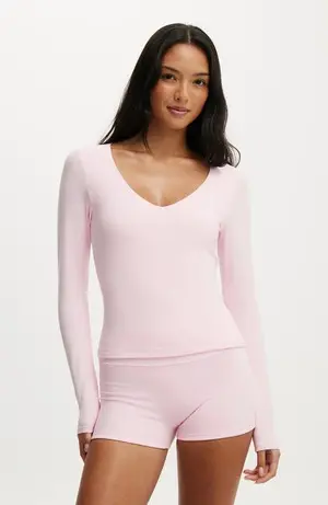 Cotton:on Active Ultra Soft Scoop Neck Long Sleeve - Cherry Dream