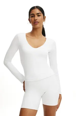 Cotton:on Active Ultra Soft Scoop Neck Long Sleeve - White