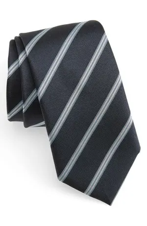 BOSS Stripe Silk Blend Tie - Dark Navy