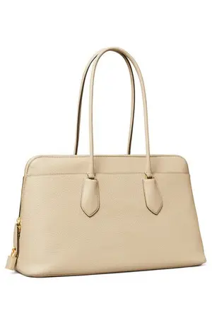 Tory Burch Lock Leather Satchel - Light Stone