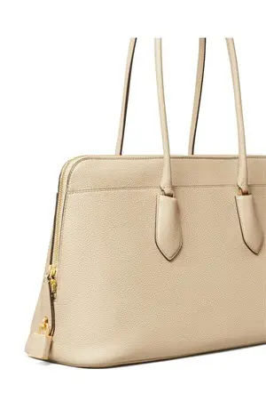 Tory Burch Lock Leather Satchel - Light Stone