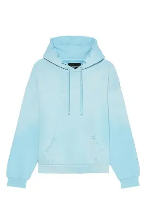 CULT OF INDIVIDUALITY Core Distressed French Terry Pullover Hoodie - Blue Glow