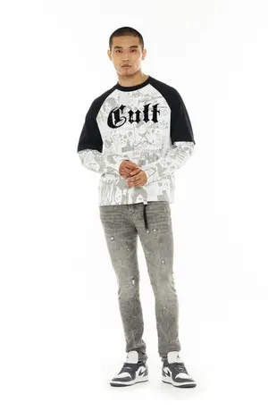 CULT OF INDIVIDUALITY Layered Long Sleeve Raglan T-shirt
