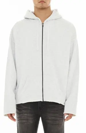 CULT OF INDIVIDUALITY Core Raw Hem French Terry Zip Hoodie