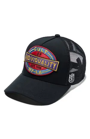 CULT OF INDIVIDUALITY Oversize Patch Trucker Hat - Black
