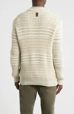 Canali Zip-front Crochet Knit Sweater