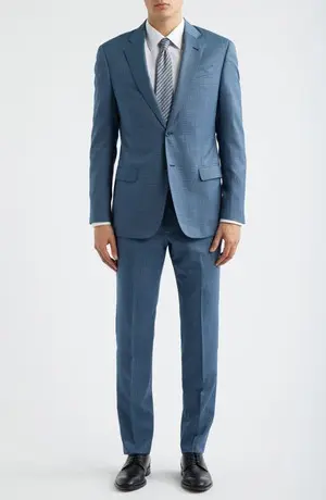 Emporio Armani Microcheck Virgin Wool Suit - Teal