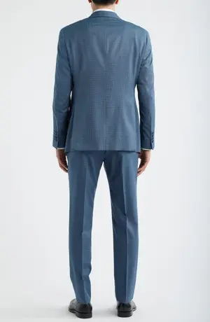 Emporio Armani Microcheck Virgin Wool Suit - Teal