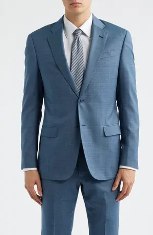 Emporio Armani Microcheck Virgin Wool Suit - Teal