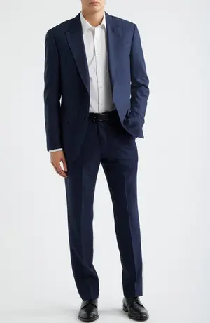 Emporio Armani Microcheck Virgin Wool Peak Lapel Suit