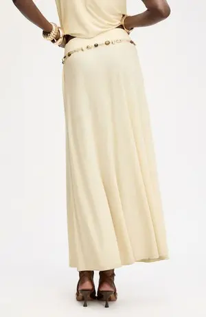 Sam Edelman Gathered A-line Midi Skirt - Almond