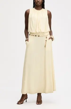 Sam Edelman Gathered A-line Midi Skirt - Almond