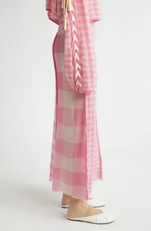YANYAN Mixed Scale Gingham Wool Maxi Skirt