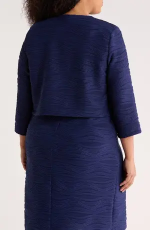 KASPER Three-quarter Sleeve Knit Shrug
