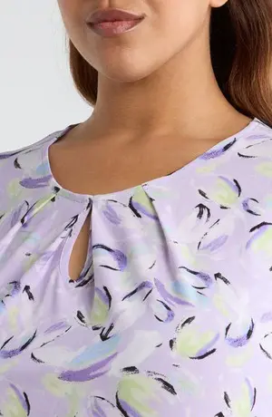 KASPER Printed Cap-sleeve Top