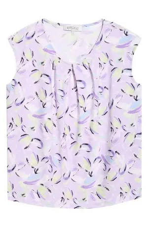 KASPER Printed Cap-sleeve Top