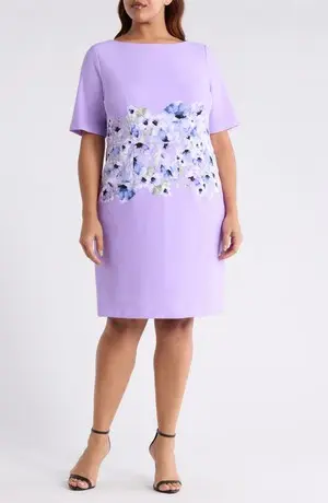 KASPER Floral Print Sheath Dress - Lavendar Mist Multi