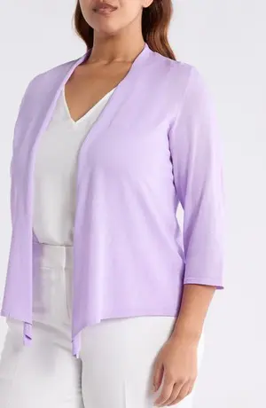 KASPER Self Edge Open Front Cardigan - Lavender Mist