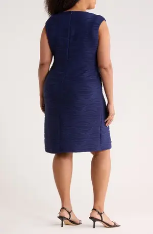 KASPER Textured Sleeveless Sheath Dress