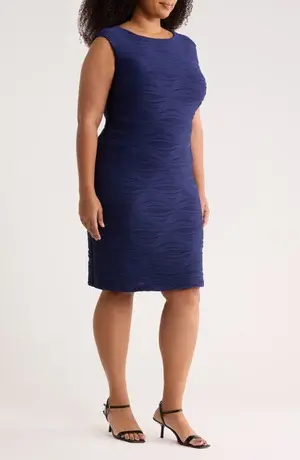 KASPER Textured Sleeveless Sheath Dress