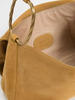 TWINSET Liliane Suede Shoulder Bag - Mustard