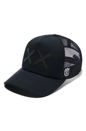 CULT OF INDIVIDUALITY Crystal Embellished Trucker Hat - Black/black