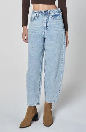 UNPUBLISHED Taylor High Waist Crop Barrel Leg Jeans - Lucid