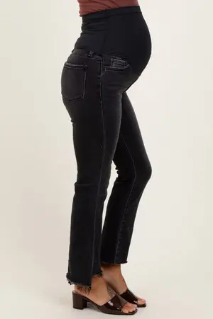 PINKBLUSH Crop Flare Maternity Jeans - Black
