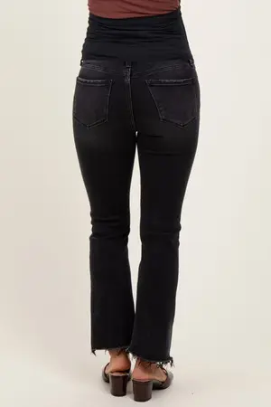 PINKBLUSH Crop Flare Maternity Jeans - Black