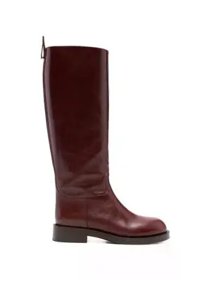 Rabanne Leather Knee High Boots - Red