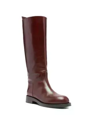 Rabanne Leather Knee High Boots - Red