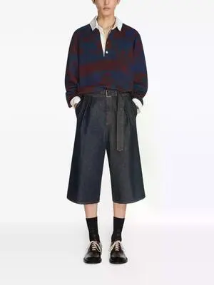 Dries Van Noten Striped Long-sleeved Polo Shirt - Blue