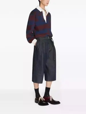 Dries Van Noten Striped Long-sleeved Polo Shirt - Blue