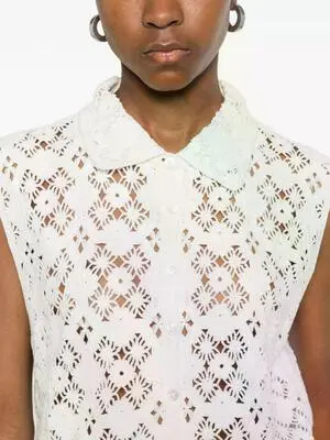 Eric Bompard Openwork Crochet Shirt Vest