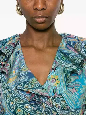 Etro Ruffled Floral Shirt - Blue
