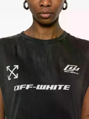 Off-White Marble-effect Logo-print Sleeveless Maxi Dress