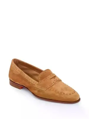 Santoni Stitched Penny Loafers - Brown