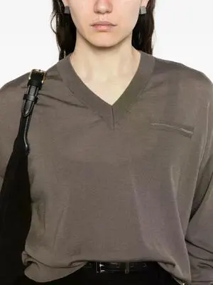 Peserico V-neck Wool Sweater - Brown