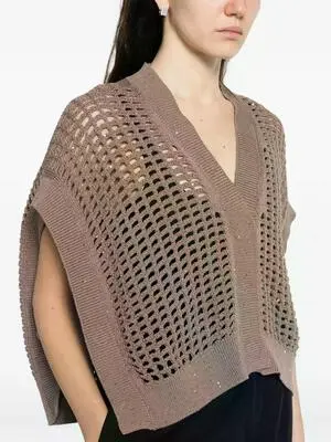 Peserico V-neck Open-knit Cardigan