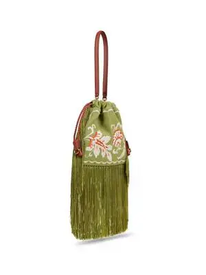 Etro Kalispera Bag With Embroidery And Fringes - Green