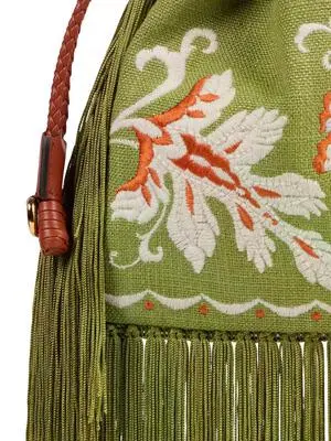 Etro Kalispera Bag With Embroidery And Fringes - Green