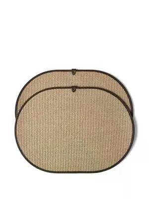 Brunello Cucinelli 2-piece Raffia-effect Techno Cotton And Leather Place Mat Set - Neutrals